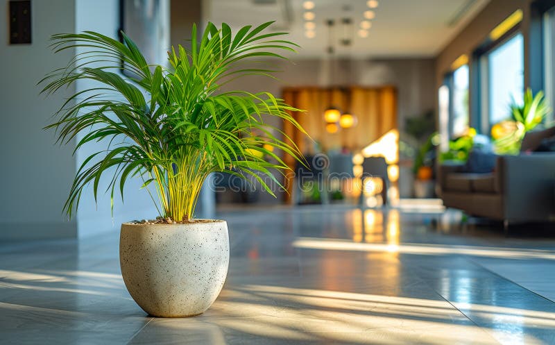 Potted Plant in Modern Office Building Lobby Stock Image - Image of ...