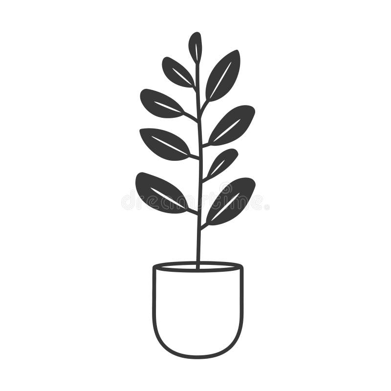 Single Line Drawing of a Rose with Stem and Leaves Stock Vector ...