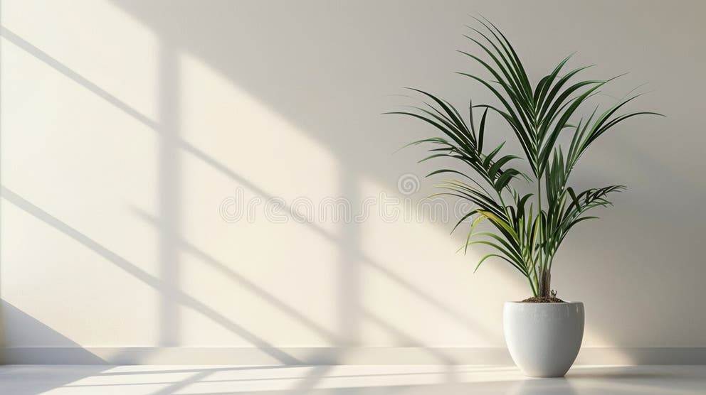 Potted Plant with Shadow stock photo. Image of wall - 355163740