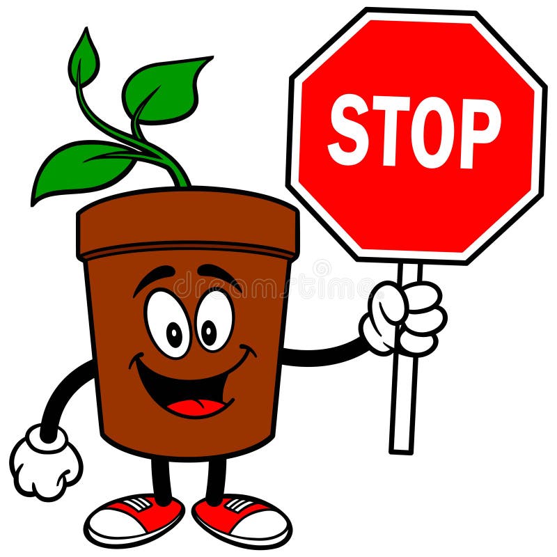 Potted Plant with Stop Sign Stock Vector - Illustration of growth ...