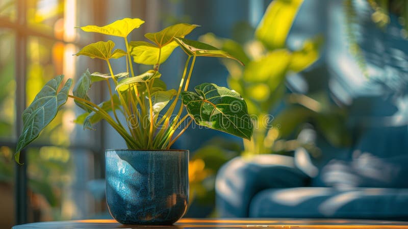 Potted Plant on Table stock photo. Image of leaves, leafy - 312134034