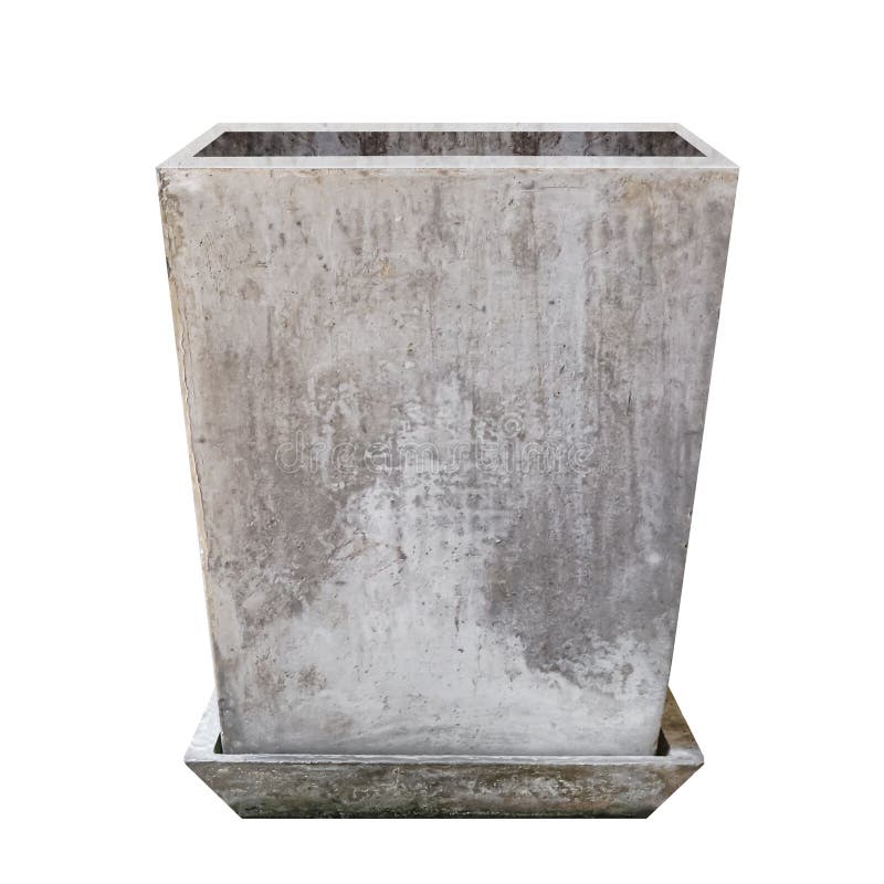Potted Square Tall, Cement Pot, Concrete Pot, Cement Plant Pot Isolated ...