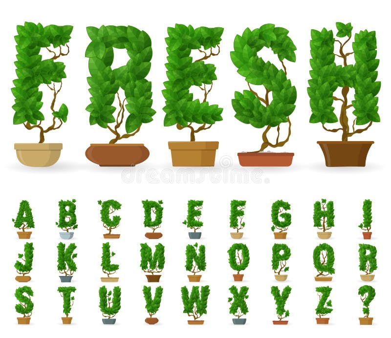 Green Leaves Font Letters Stock Illustrations – 2,169 Green Leaves Font ...