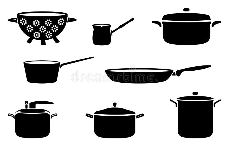 Potten en pannen vector illustratie. Illustratie bestaande uit ...