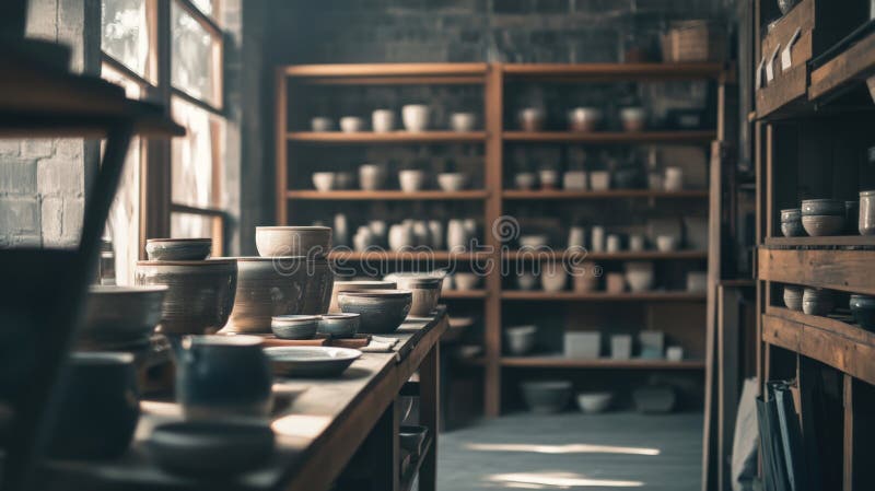 Pottery Room stock image. Image of bowls, ideas, space - 372999117