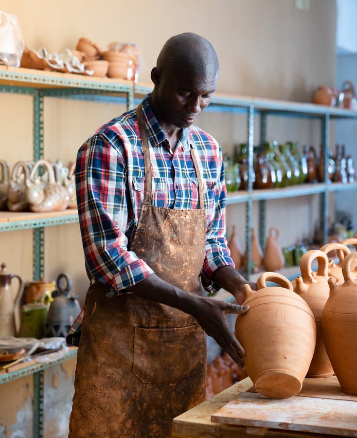 Potter Checking Quality of Ceramic Objects Stock Image - Image of ...