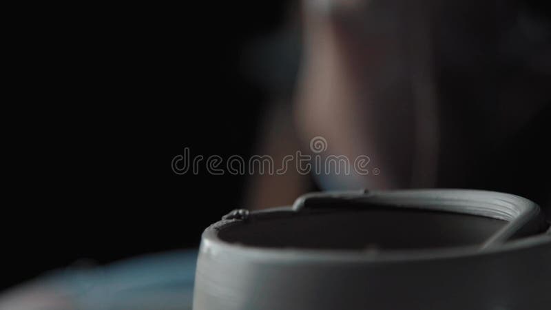 Potter Cuts Off the Extra Clay Using the String Tool Stock Video ...