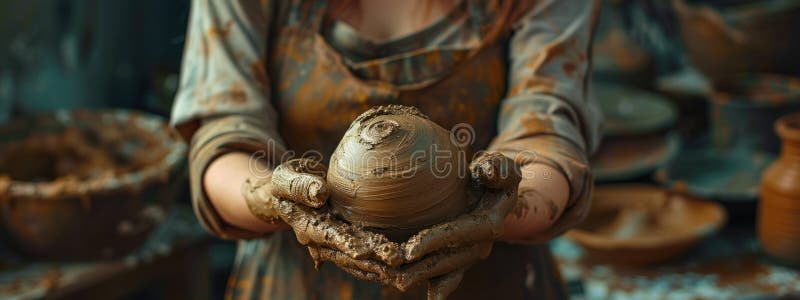Potter Hands Skillfully Molding Clay, Delicate Art of Pottery, Fingers ...