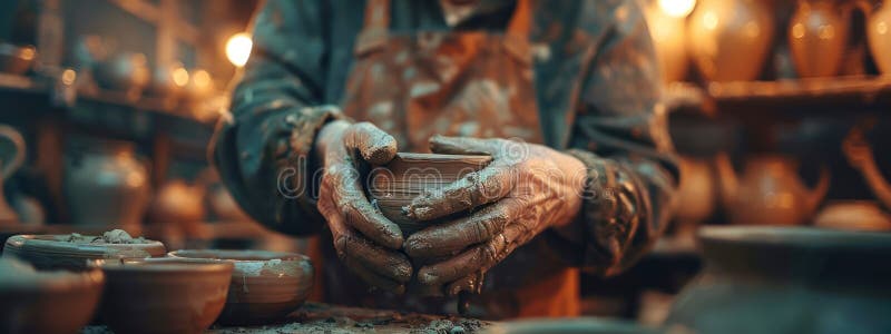 Potter Hands Skillfully Molding Clay, Delicate Art of Pottery, Fingers ...