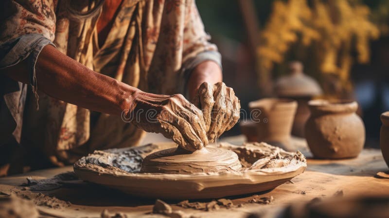Potter Hands Skillfully Molding Clay, Delicate Art of Pottery, Fingers ...