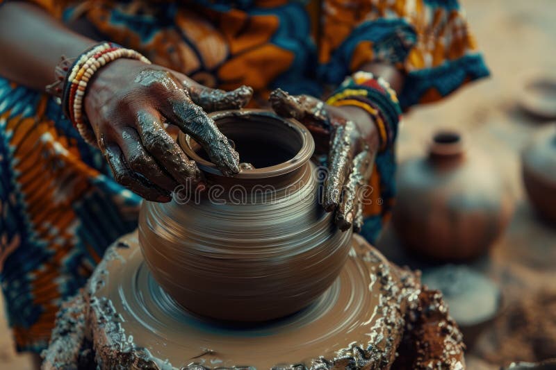 Potter Hands Skillfully Molding Clay, Delicate Art of Pottery, Fingers ...