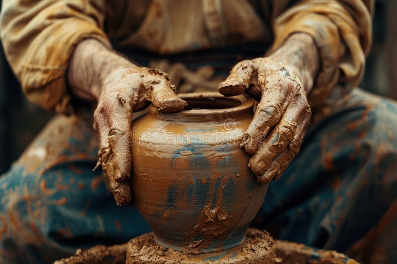 Potter Hands Skillfully Molding Clay, Delicate Art of Pottery, Fingers ...