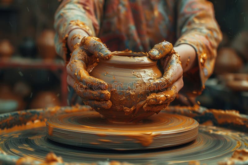 Potter Hands Skillfully Molding Clay, Delicate Art of Pottery, Fingers ...
