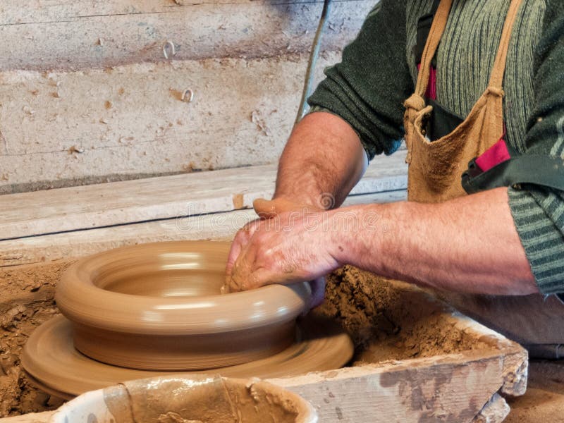 Hands of a Potter Make a Big Pot Stock Photo - Image of handicraft ...