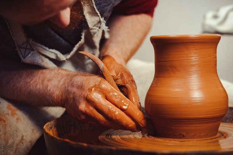 Potter makes a jug stock image. Image of craftswoman - 133890957