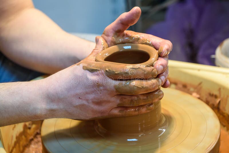 Potter Makes a Pot of Clay. Stock Photo - Image of work, closeup: 89074864