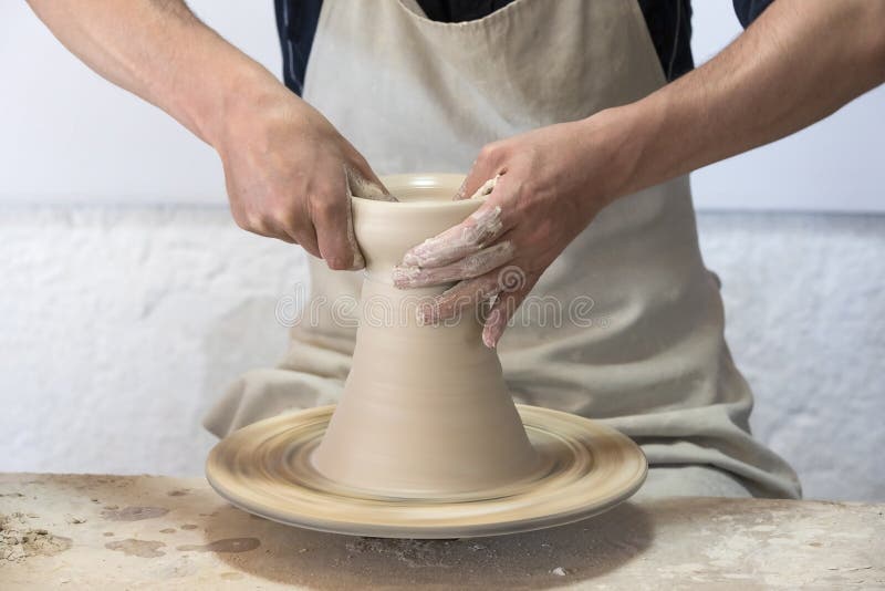 Potter Makes Pottery Handmade in Workshop Stock Image - Image of mold ...