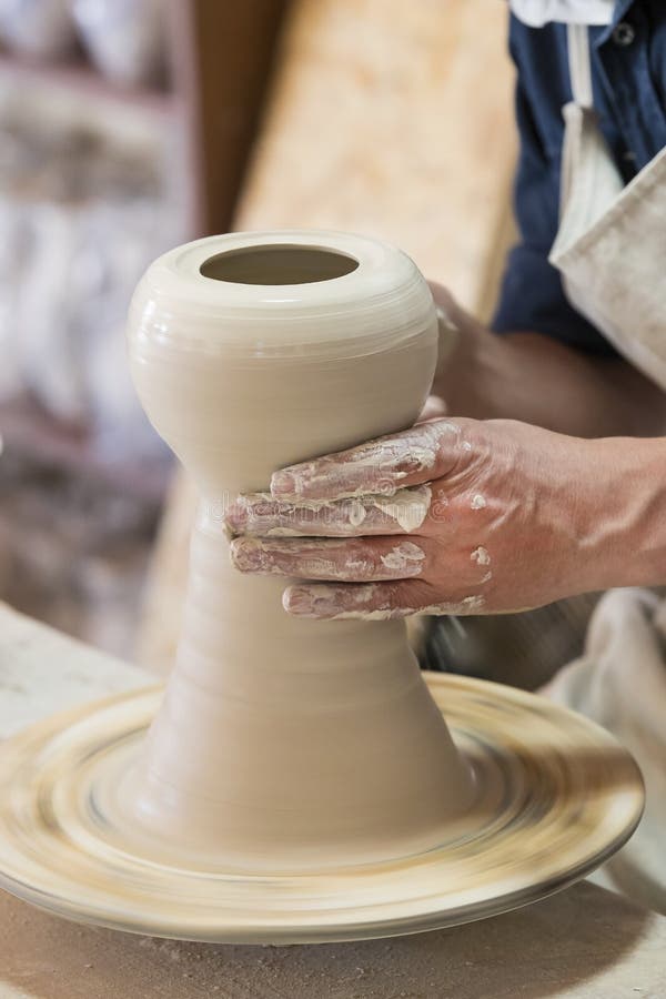 Potter Makes Pottery Handmade in Workshop Stock Image - Image of mold ...