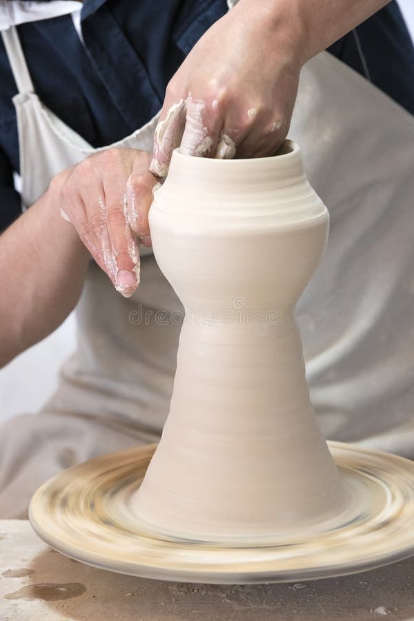 Potter Makes Pottery Handmade in Workshop Stock Image - Image of ...