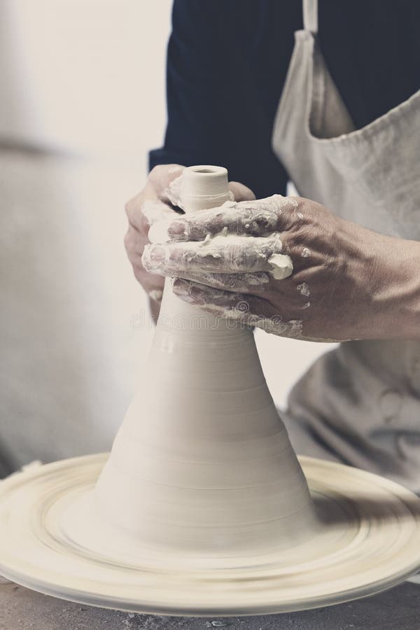 Potter Makes Pottery Handmade Stock Photo - Image of potter, finger ...