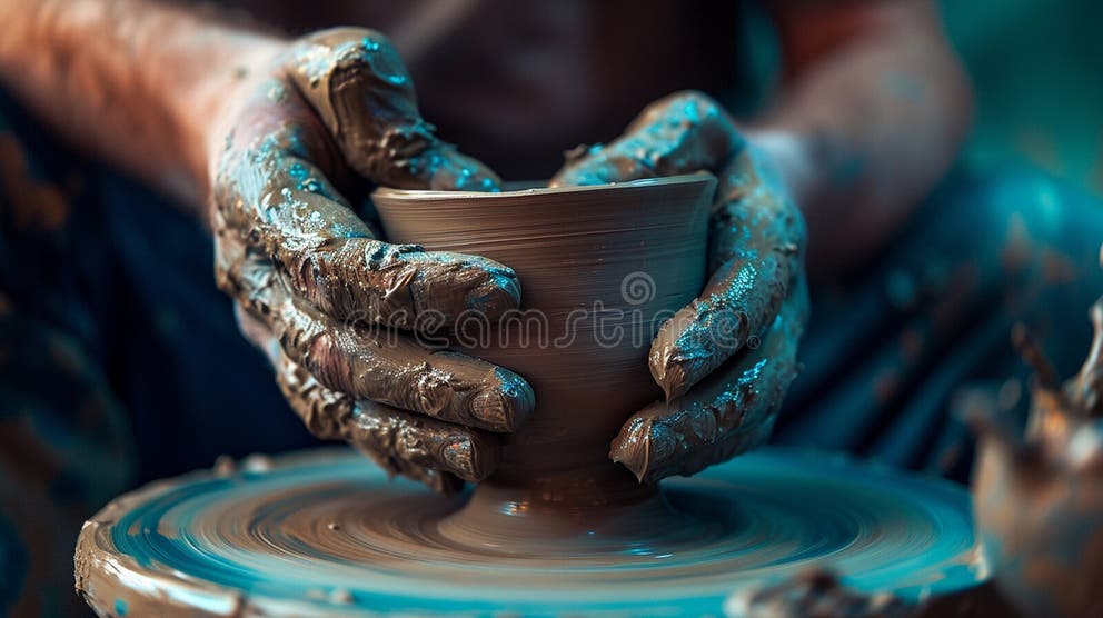 A Potter Makes Products from Clay. Selective Focus Stock Illustration ...