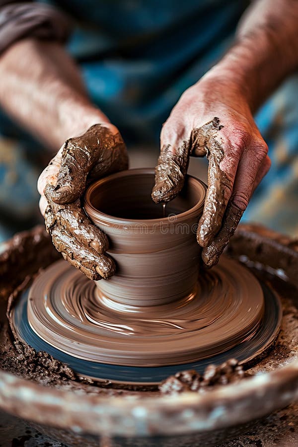 A Potter Makes Products from Clay. Selective Focus Stock Illustration ...