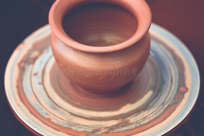 Potter Making Ceramic Pot on the Pottery Wheel Stock Photo - Image of ...