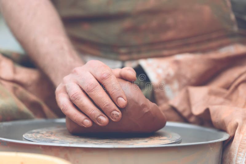 Potter Making Ceramic Pot on the Pottery Wheel Stock Photo - Image of ...
