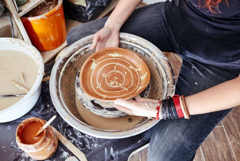 Potter Making Ceramic Pot in Pottery Workshop Stock Photo - Image of ...