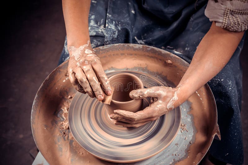 Hands of Crafts-artist Making Craft, Pottery, Sculptor from Fresh Wet ...