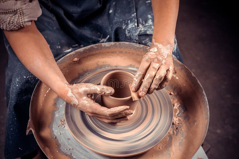 Hands of Crafts-artist Making Craft, Pottery, Sculptor from Fresh Wet ...