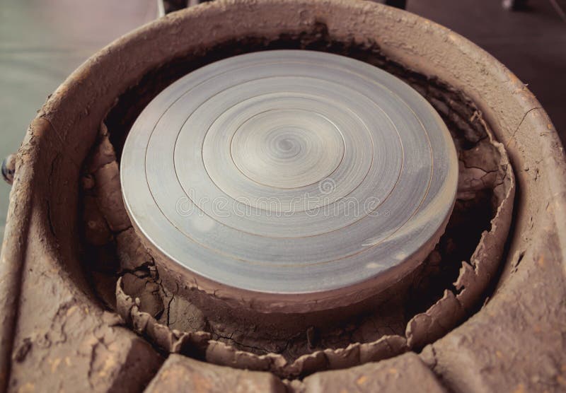 Potter S Wheel with a Lump of Clay on it Stock Image - Image of vintage ...