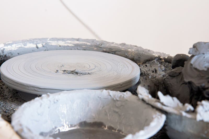 Potter S Wheel with a Lump of Clay on it. Process of Work Stock Photo ...