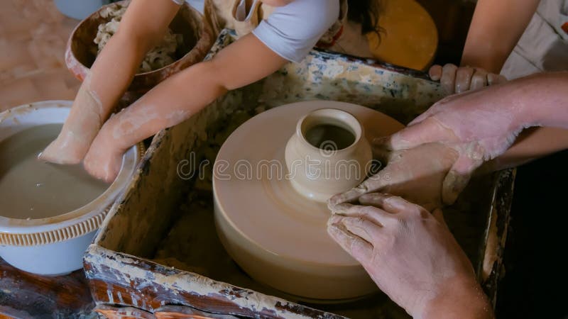 Potter Showing How To Work with Ceramic in Pottery Studio Stock Photo ...