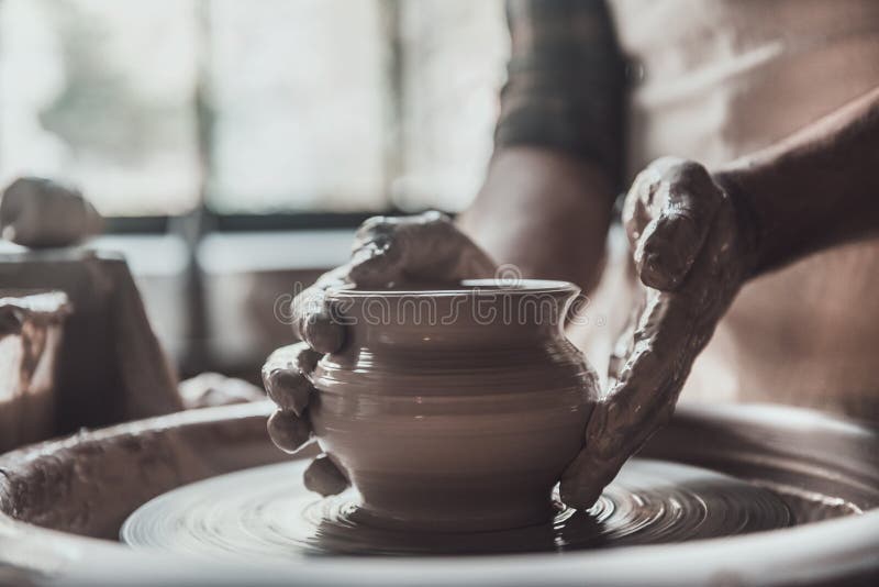 Potter at work. stock photo. Image of clay, potter, close - 79726206