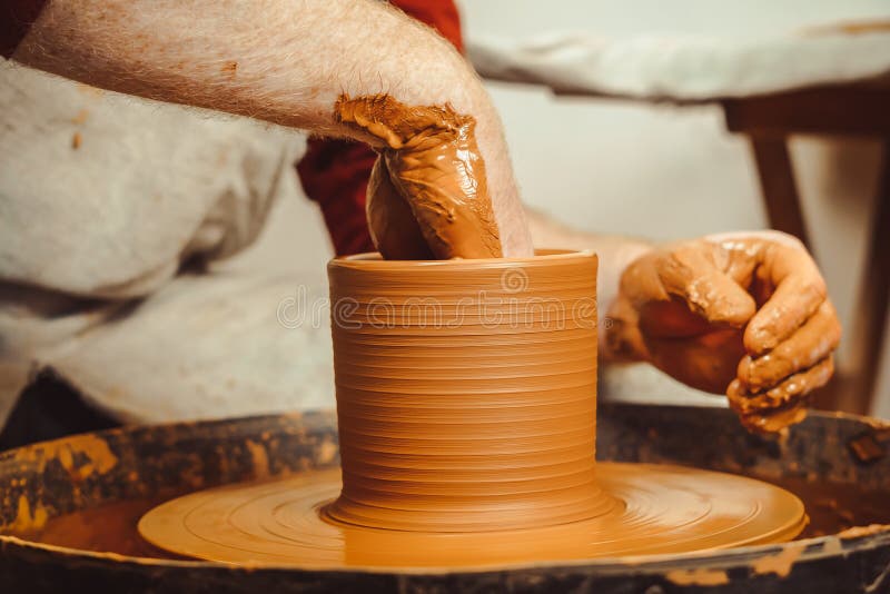Potter makes a jug stock photo. Image of artisan, manufacturing - 128132320