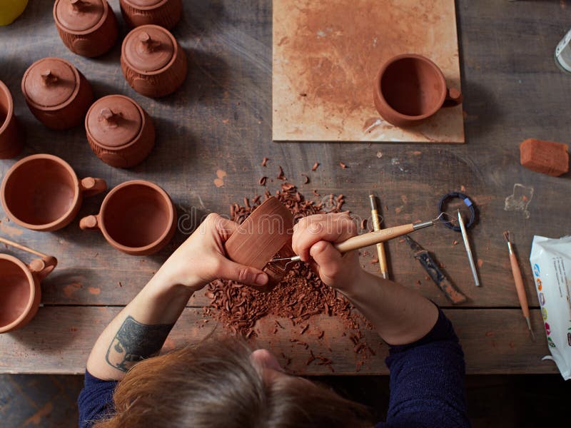 Potter at work stock photo. Image of ceramic, handmade - 151454654