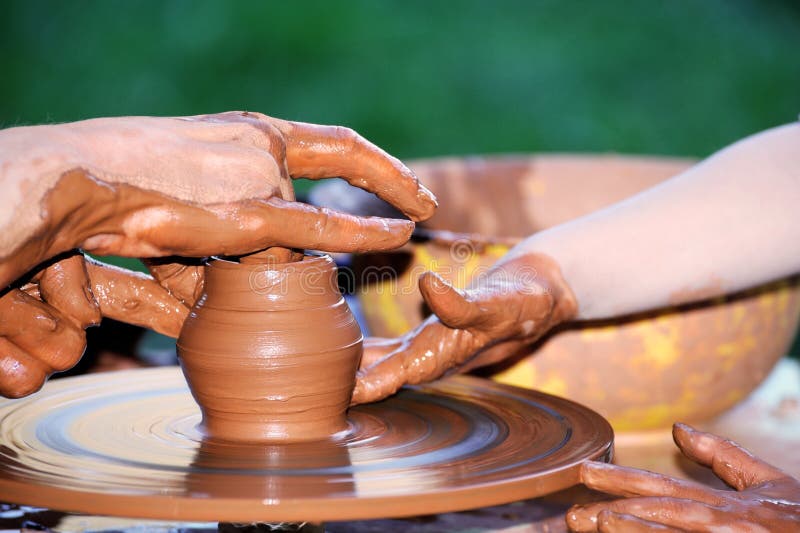 Potter at work. stock image. Image of handicraft, making - 92847307