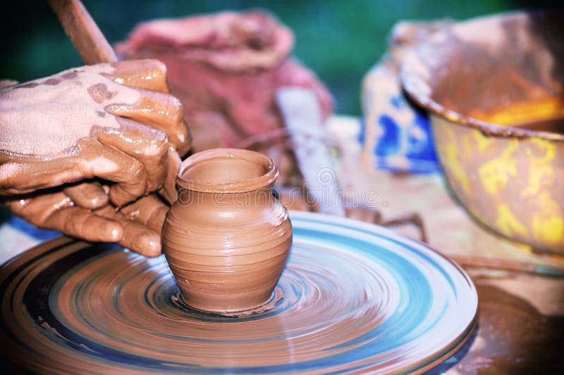 Potter at work. stock image. Image of handicraft, making - 92847307