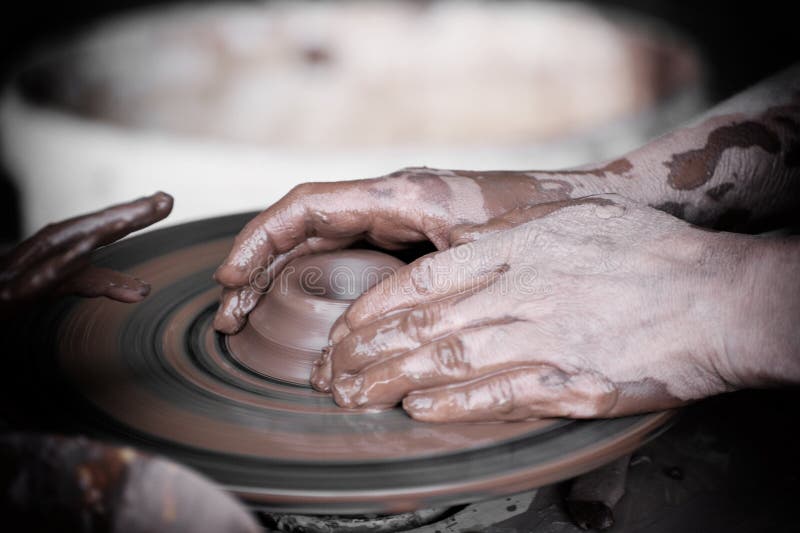 Potter at work. stock image. Image of handicraft, making - 92847307