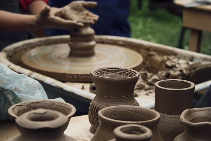 Potter working clay stock image. Image of clay, vase, finger - 1803459