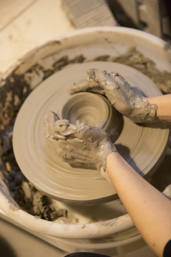 Potter working clay stock image. Image of fingers, earthenware - 80879377