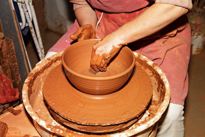 Potter working clay stock image. Image of clay, vase, finger - 1803459