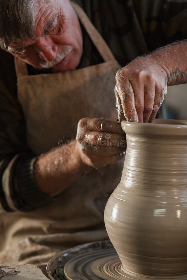 Potter Working a Piece of Clay Stock Image - Image of potter, loam ...