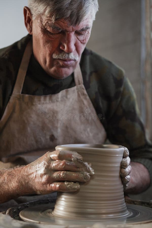 Potter Working a Piece of Clay Stock Photo - Image of craftswoman ...