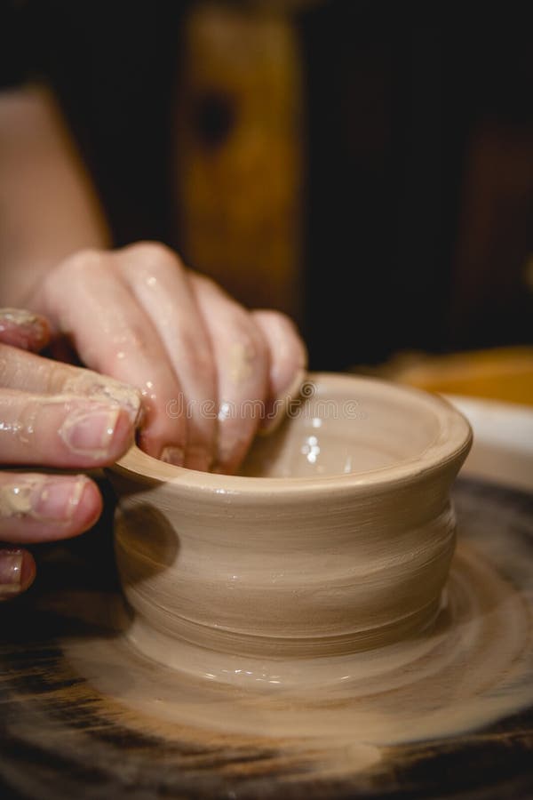 Potter Working on Potters Wheel with Clay Stock Image - Image of potter ...