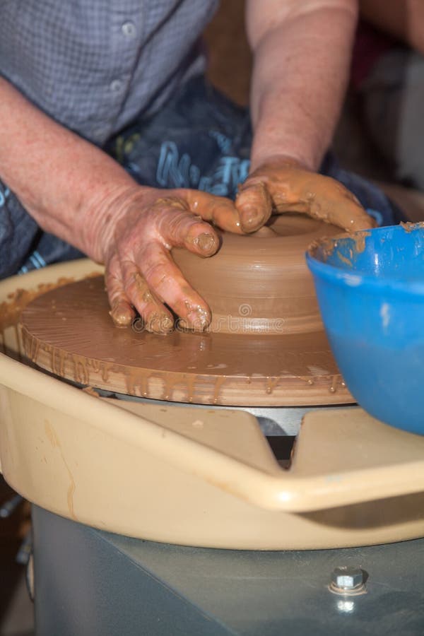 Potter Works with Clay in Ceramics Studio Stock Image - Image of ...