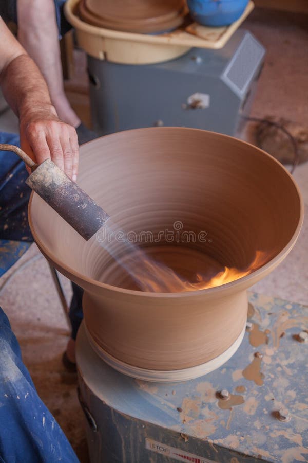 Potter Works with Clay in Ceramics Studio Stock Photo - Image of ...