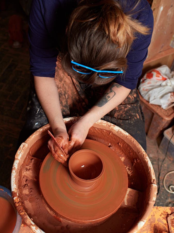 The Potter Works in the Main Workshop. Stock Image - Image of ...