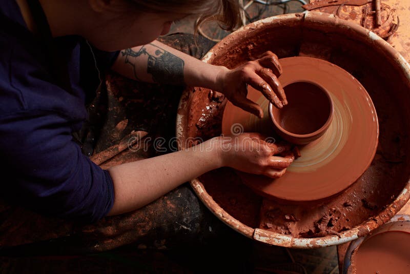 The Potter Works in the Main Workshop. Stock Image - Image of caucasian ...